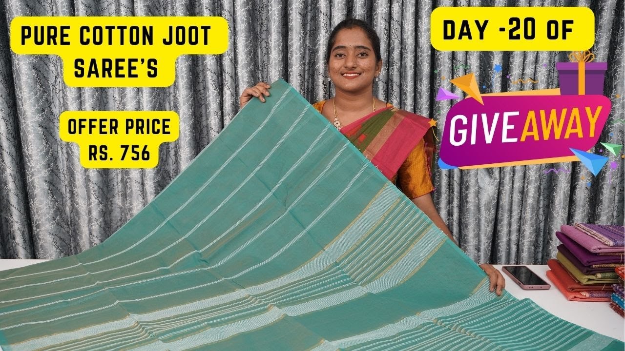 Pure Cotton Joot Saree's , MRP Price Rs. 840 , Offer Price Rs. 756 ...