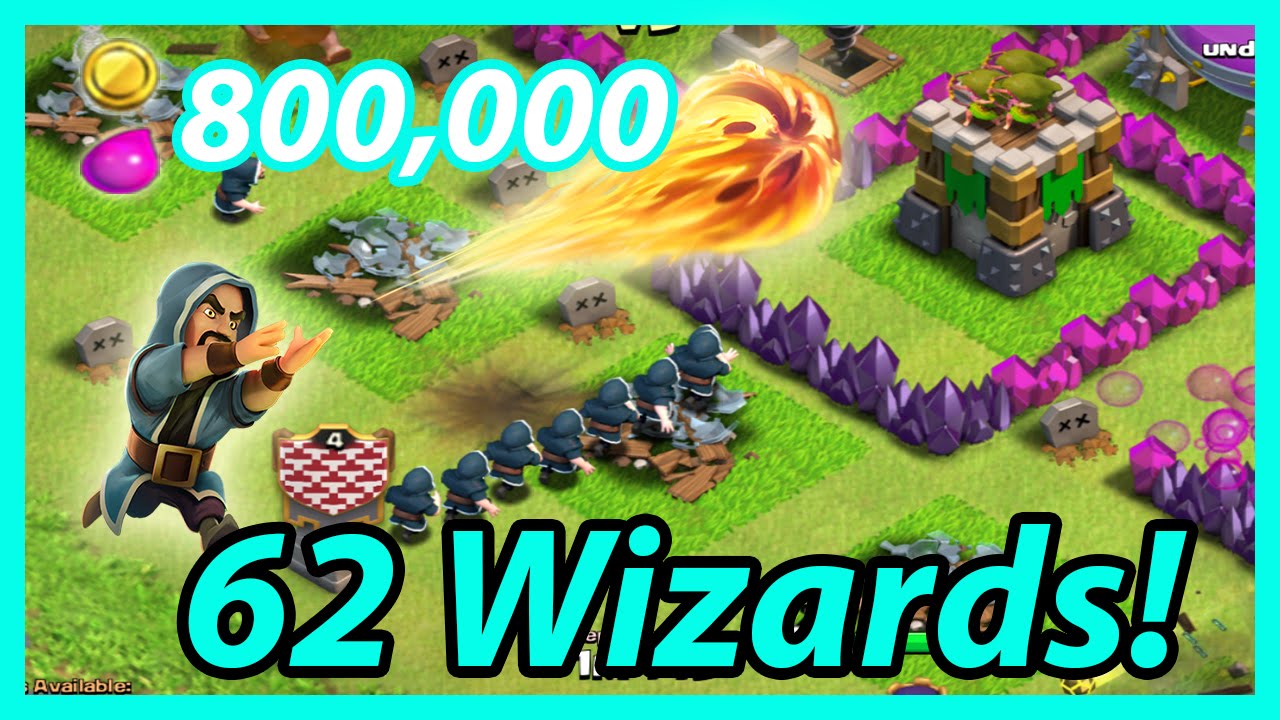 Town Hall 9 - 800k Resource All Wizard Attack Strategy | 62 Level 5 ...