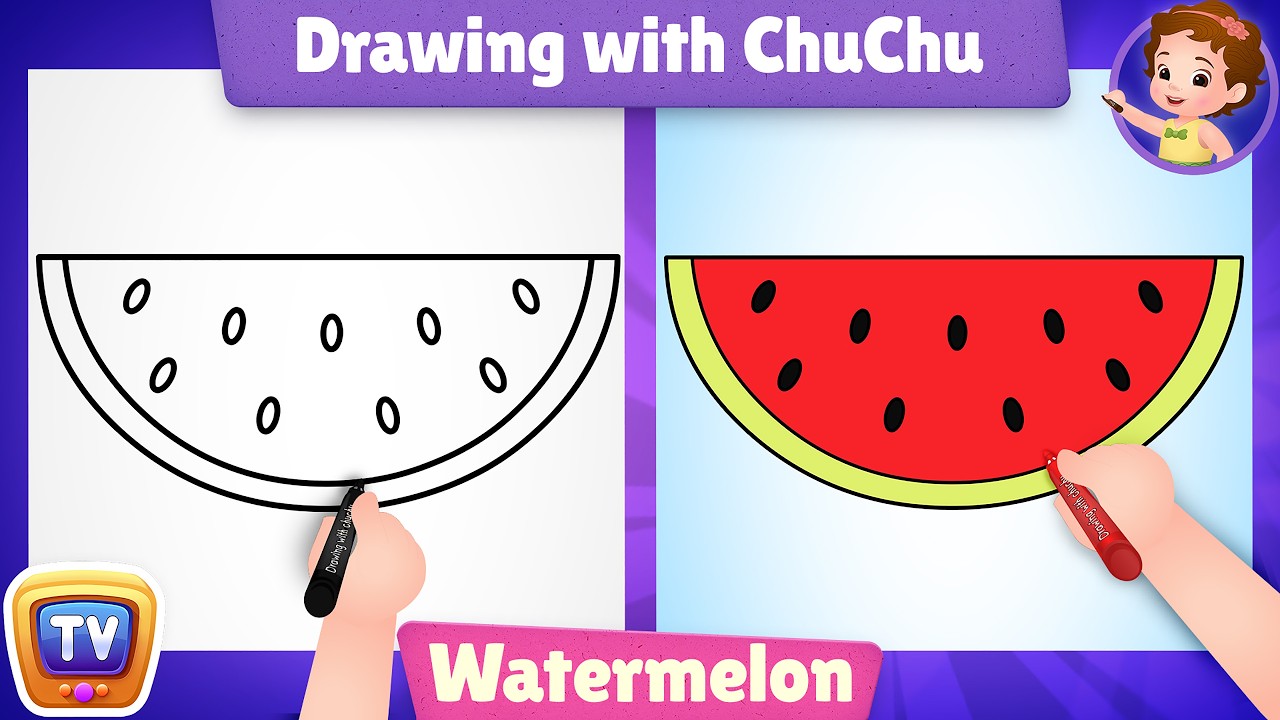 How to Draw a Watermelon? - Drawing with ChuChu - ChuChu TV Drawing for ...
