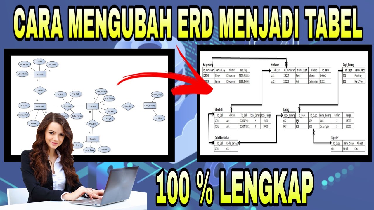 CARA MENGUBAH ERD MENJADI TABEL- TRANSFORMASI ERD KE SQL - YouTube