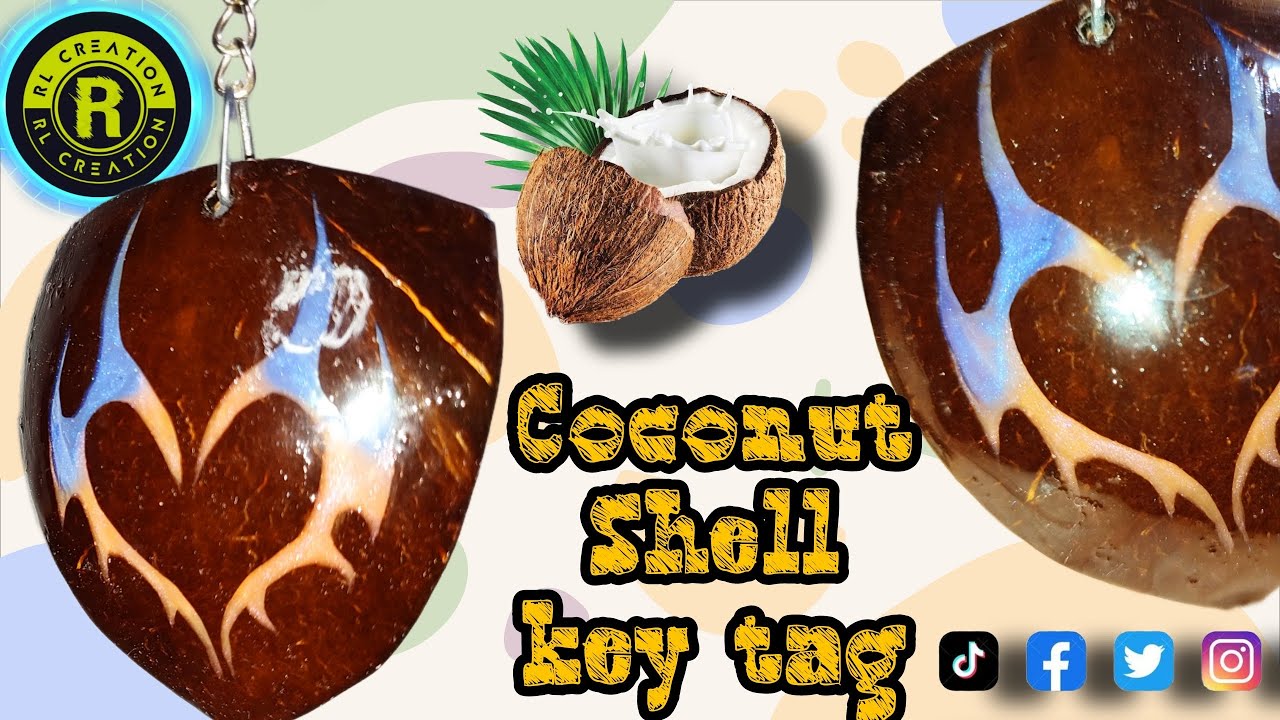 DIY Coconut Shell🥥 & Resin Key Tag 🔑🌴| Unique Handmade Keychain ...