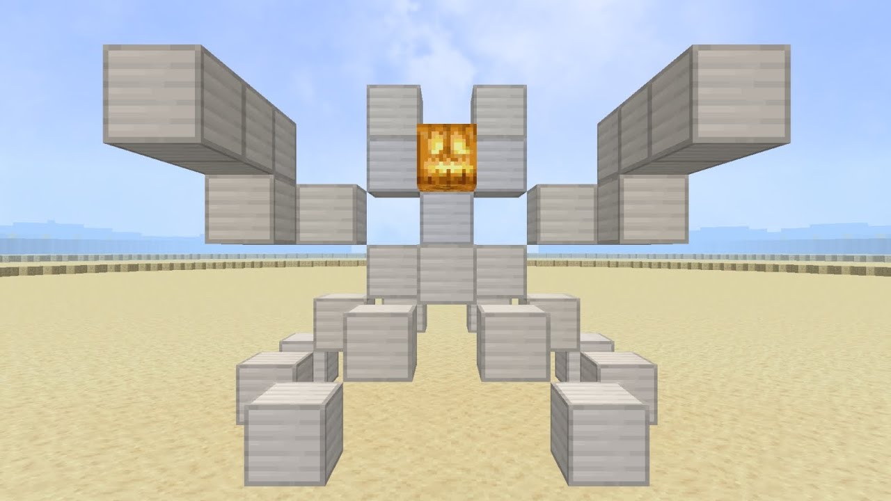 How to make Spider Iron Golem in Minecraft PE - YouTube