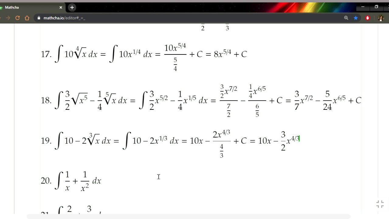 Integrales indefinidas (directas) | Ejemplos 16 a 25 - YouTube