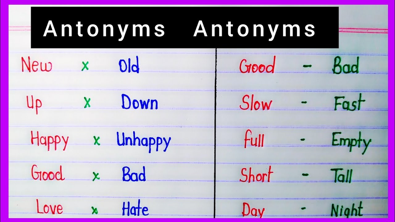 Antonyms words | opposite words | most important antonyms words - YouTube