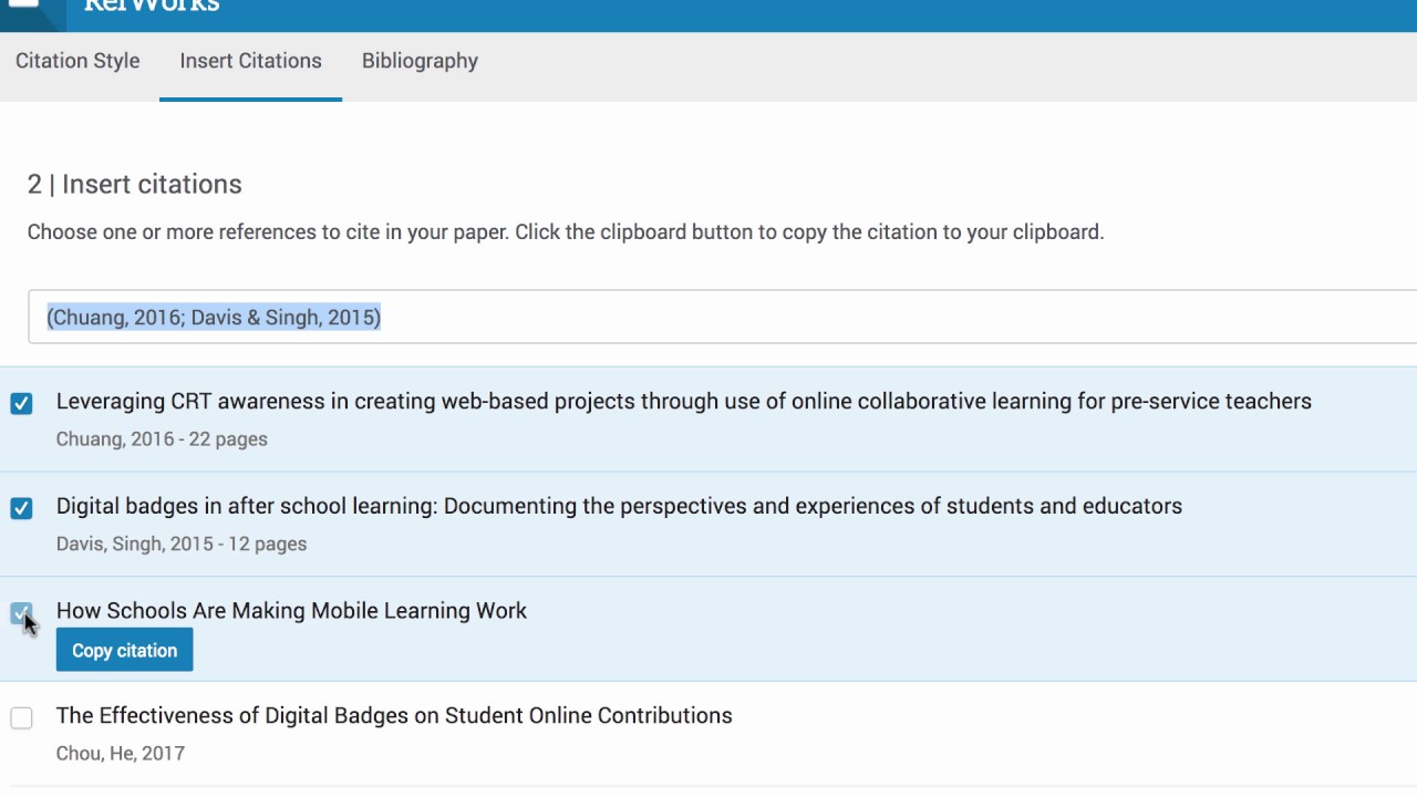 Format In-Text Citation and Bibliography in RefWorks - YouTube