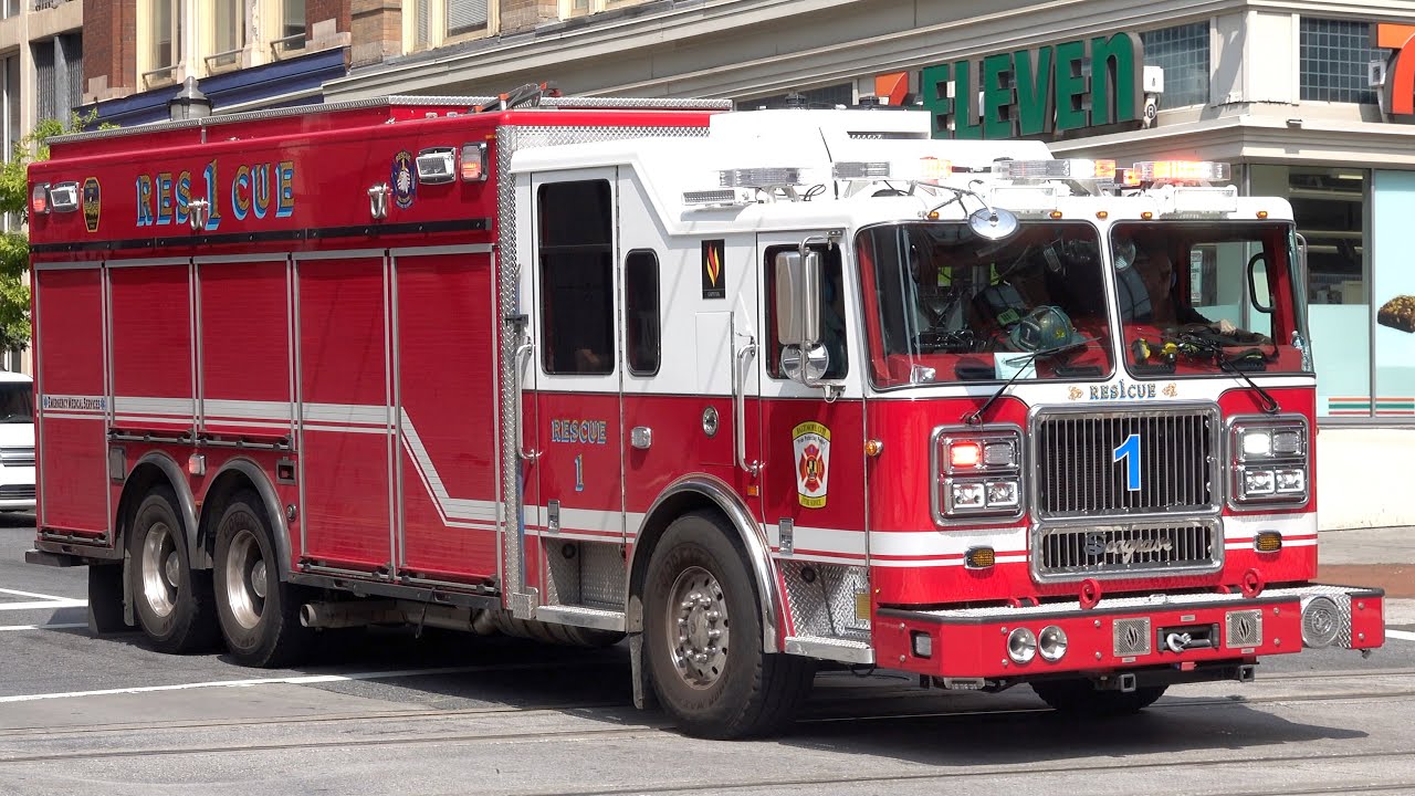 Baltimore City Fire Department Rescue 1 Responding - YouTube