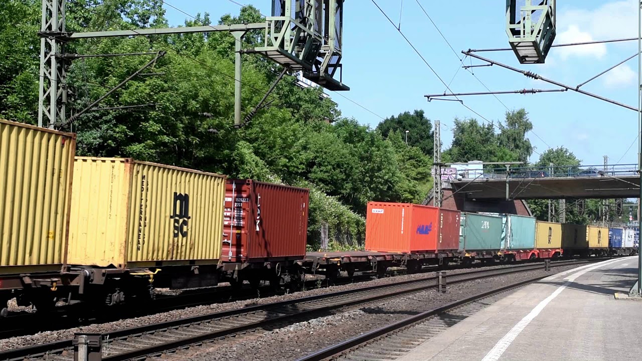 DB Intermodal Container Train at Hamburg - Harburg, Germany - YouTube