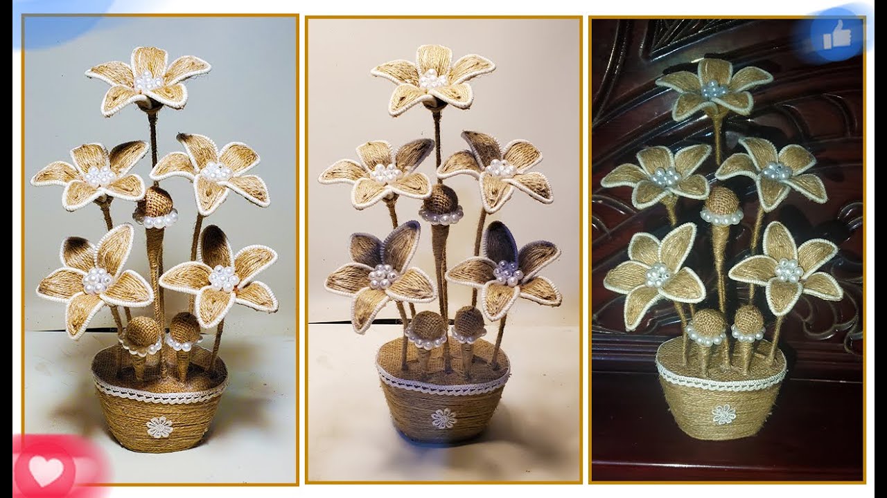 DIY jute rope flower vase | Making jute vase | diy flower vase - YouTube