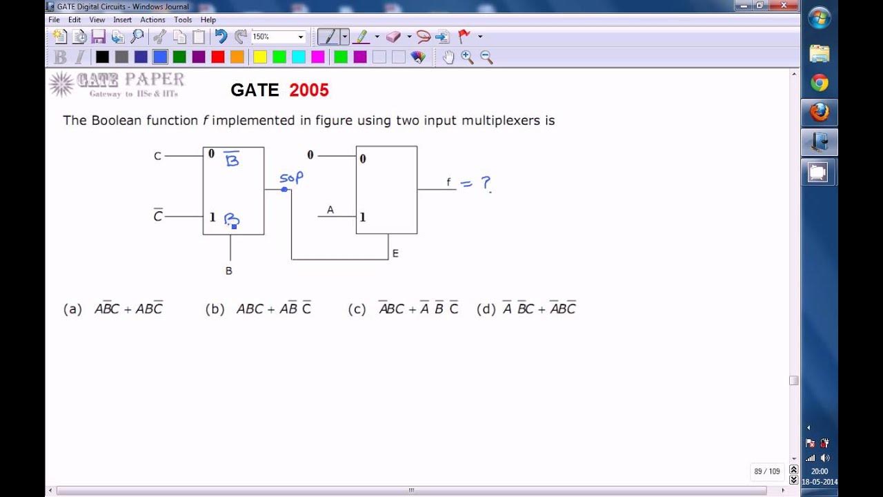 GATE 2005 ECE Boolean function implemented using 2 to 1 Multiplexers ...
