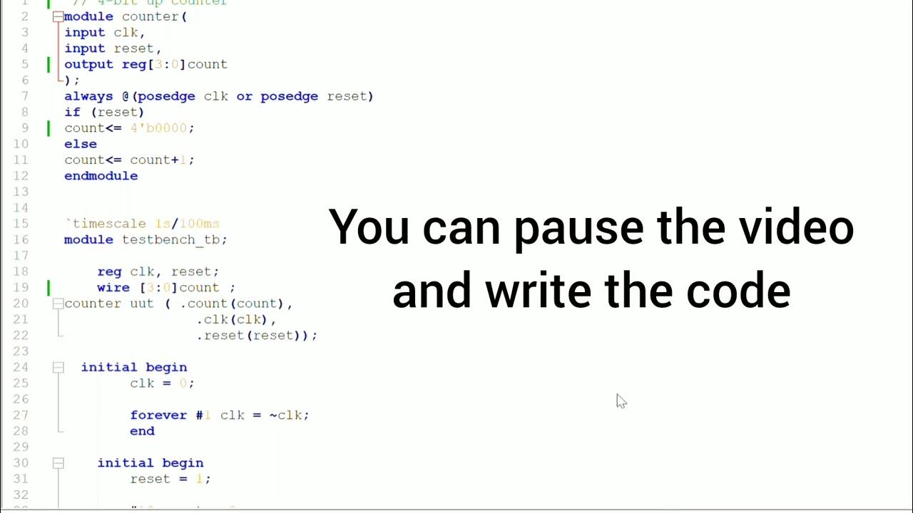 4-Bit up counter Verilog code - YouTube