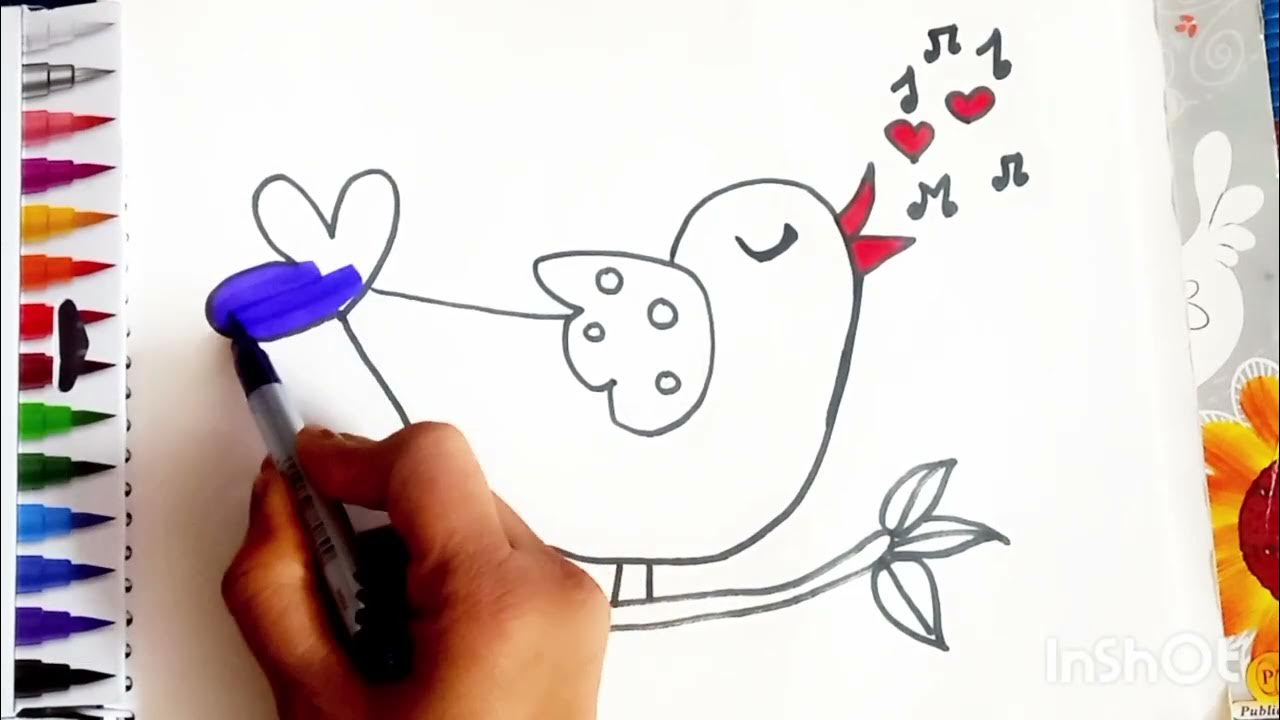 easy draw singing 🎶 bird 🐦,,draw a bird step-by-step,,easy drawing for ...