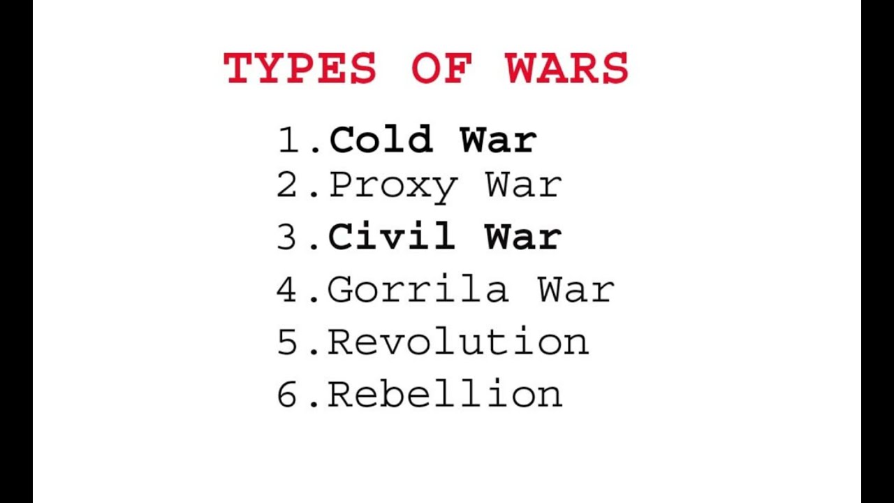 Types of Wars | Civil War | Cold War | Proxy War |Urdu/Hindi ...