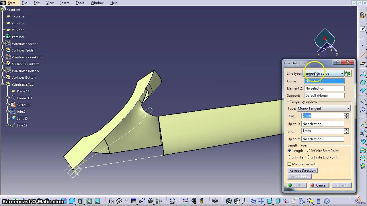 Crankset part 4 Top part 1 - Generative Shape Design - CATIA V5 - YouTube