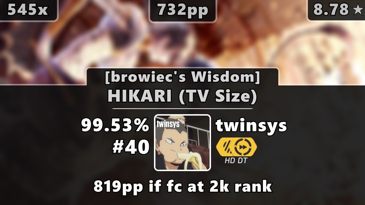 [8.78⭐] twinsys | ViViD - HIKARI (TV Size) [browiec's Wisdom] +HDDT 99. ...