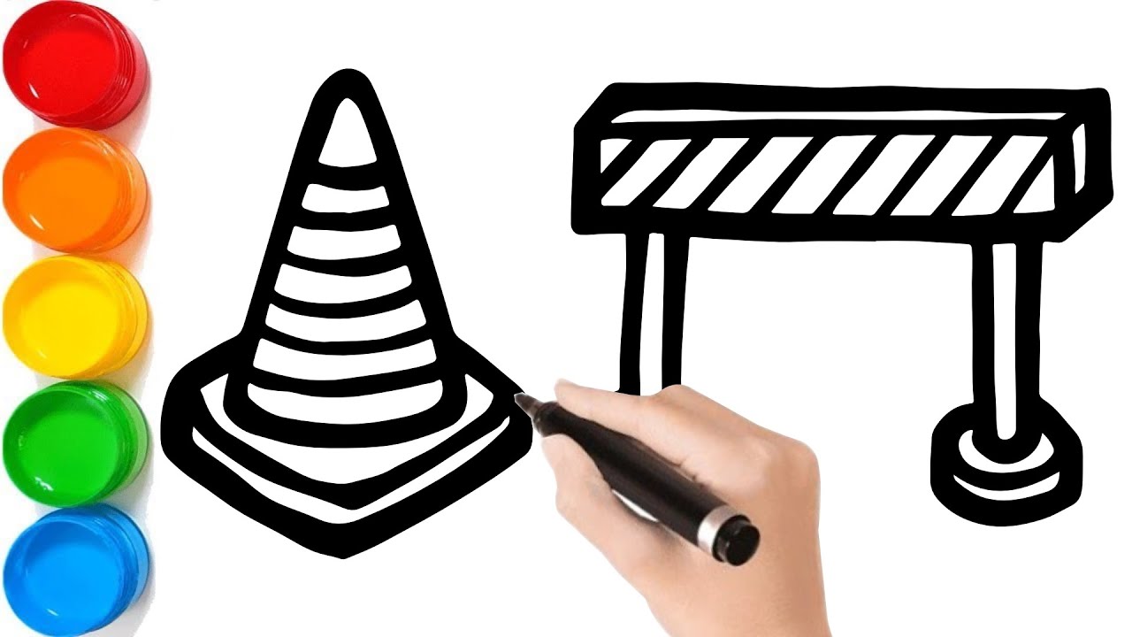 🎨 Easy & Fun! Draw Traffic Cones and Barriers Step-by-Step! 🚧 ...