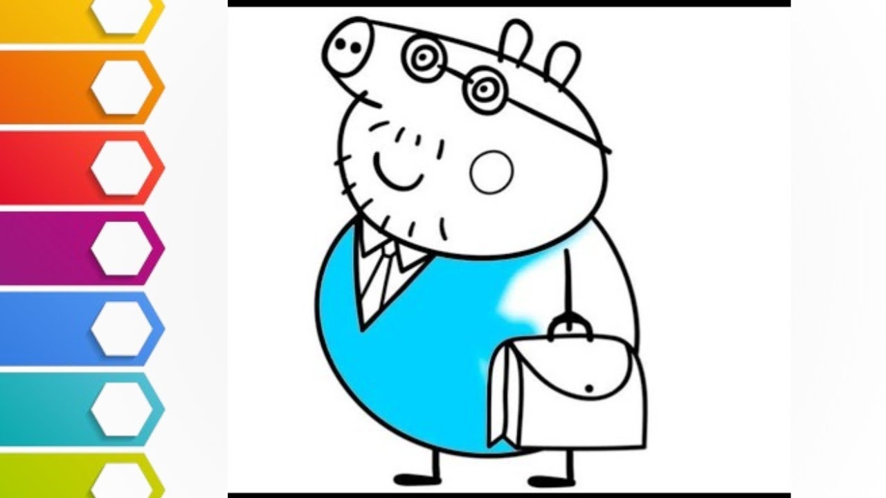 💕 daddy pig drawing l 🥰easy peppa 🐷🐖pig dad drawing l easy drawing for ...
