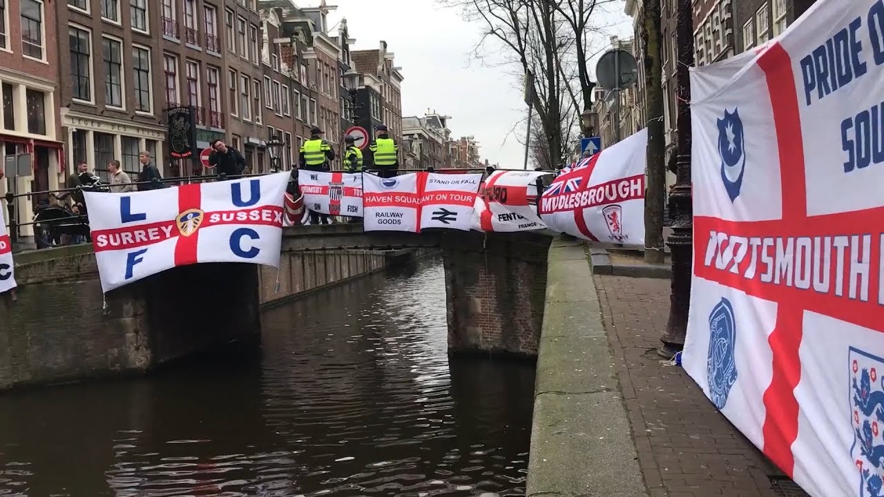 Flags Draped On Bridges For Netherlands v England - YouTube