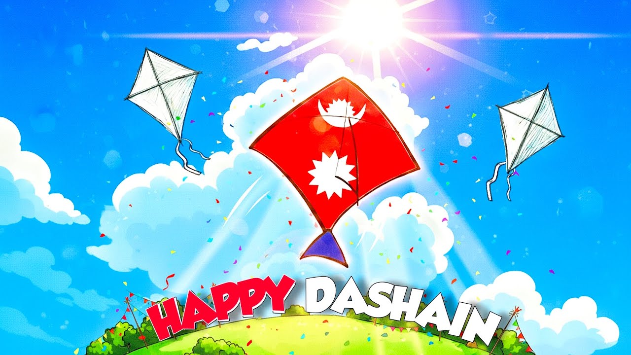 🎉 Happy Dashain 2082 | Nepali Festival Animation - Kite,Tika & Ping 🎋 ...