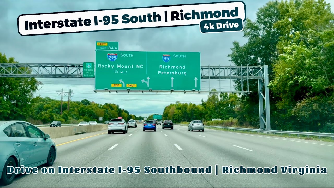 Drive on Interstate I-95 South / I-64 East Richmond Virginia - YouTube