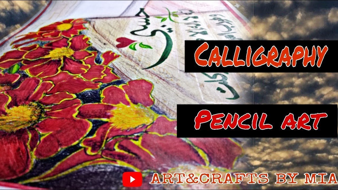 Pencil Art with calligraphy|scenario of beautiful Red flowers|tutorial ...