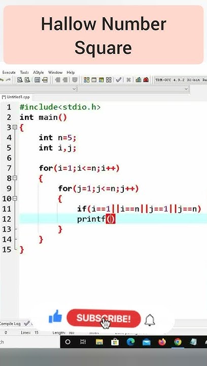C Language Pattern Hallow Square Number Shape Ytshorts Shorts C Cprogramming Cpattern Youtube