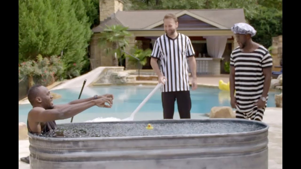 Kevin Hart v Usain Bolt ICE BATH CHALLENGE - YouTube