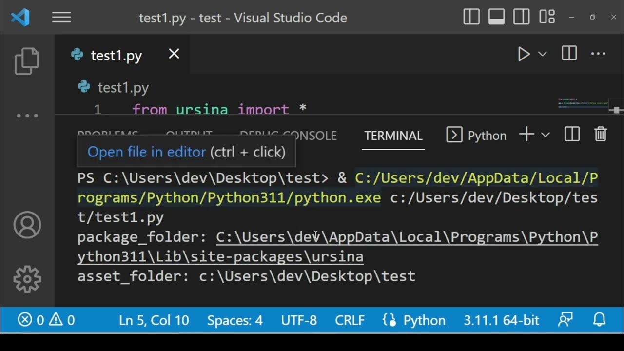 VsCode Python Ursina Install - YouTube