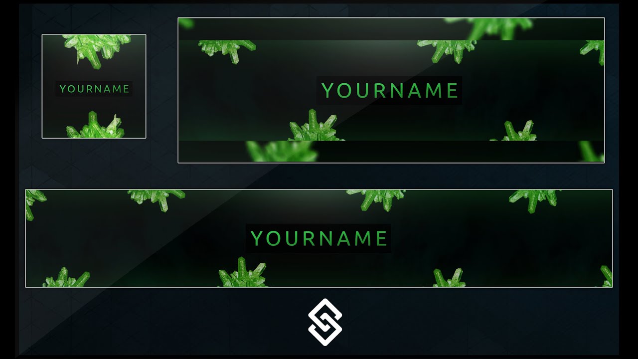 Green Crystals Style Youtube Logo,Banner And Twitter Header Template ...