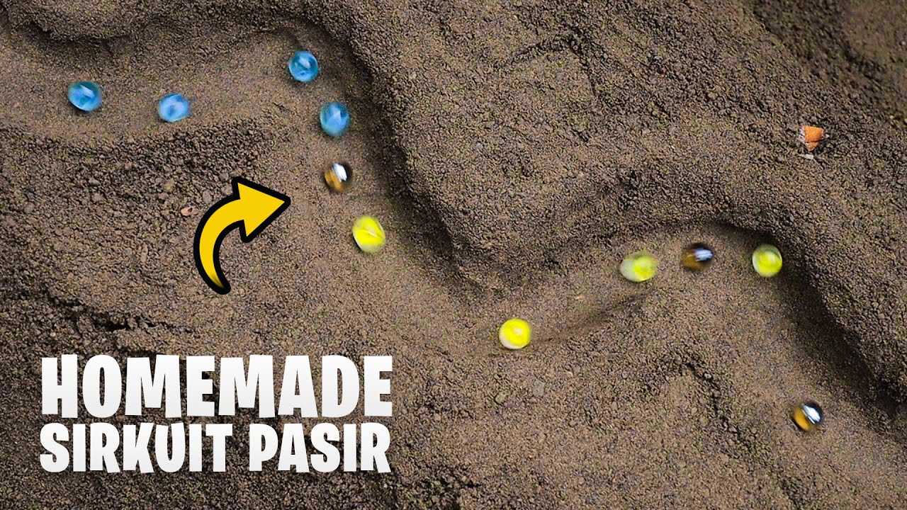 MARBLE RUN SAND PATH HOMEMADE ! SELUNCUR KELERENG WARNA WARNI LINTASAN ...