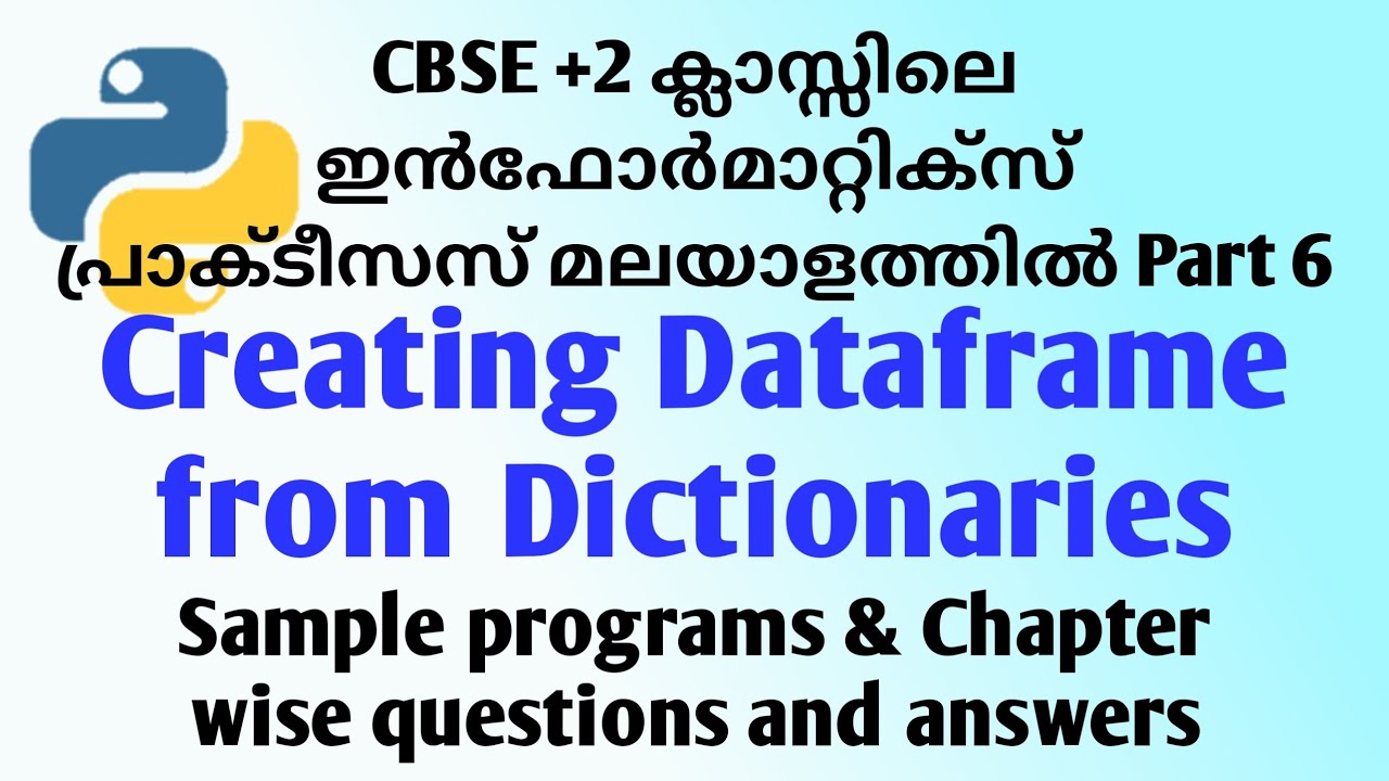 Creating Dataframe From Dictionaries Informatics Practices Ip Python 5271
