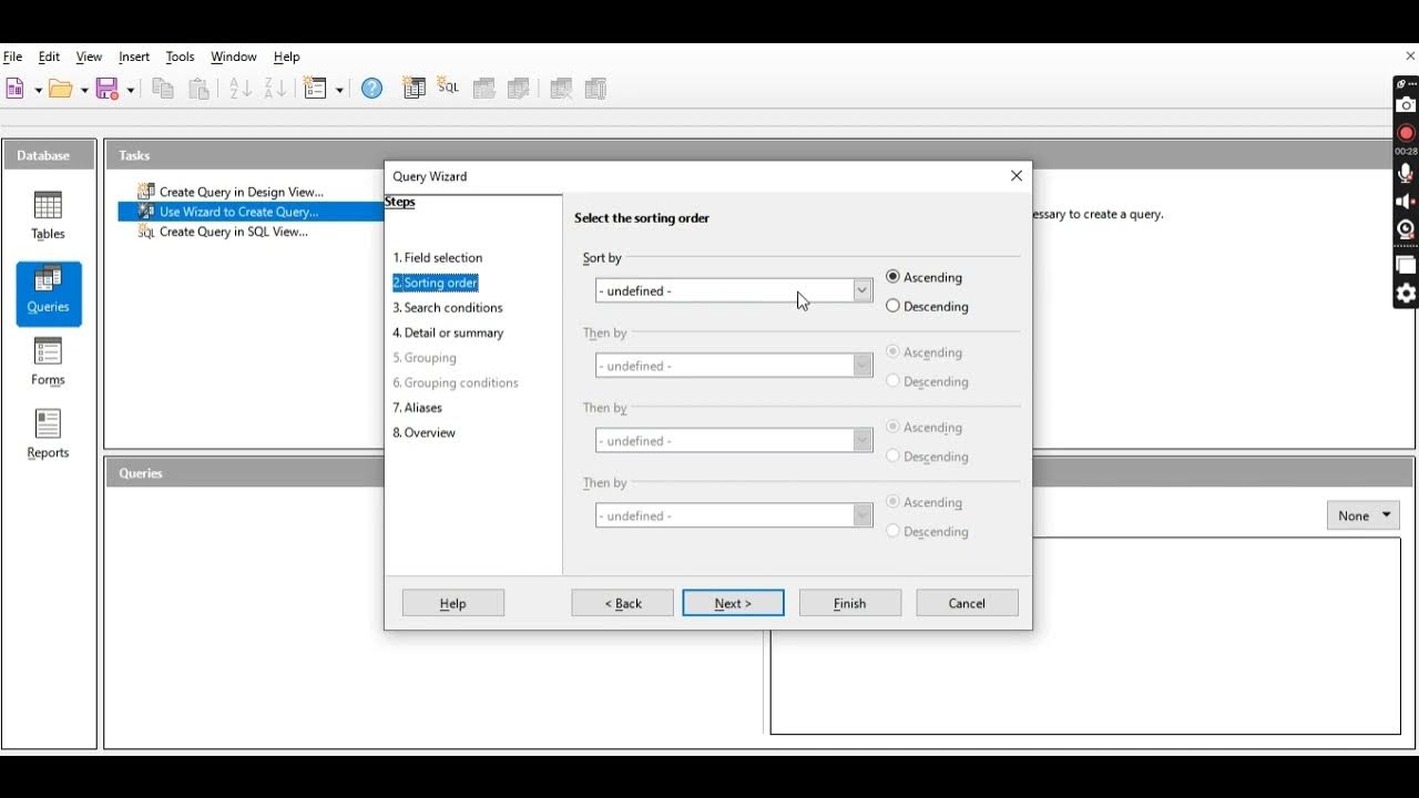 10th IT Unit 3 Ch 11 Creating a query Using a Wizard LibreOffice Base - YouTube