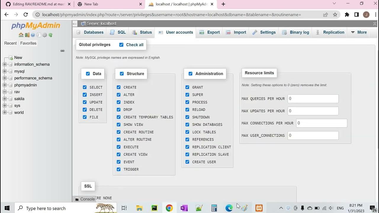 MySQL Granting Permission and Creating Table - YouTube