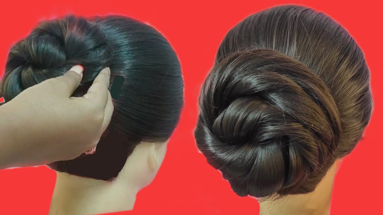 Super easy wedding party bun hairstyle for women - YouTube