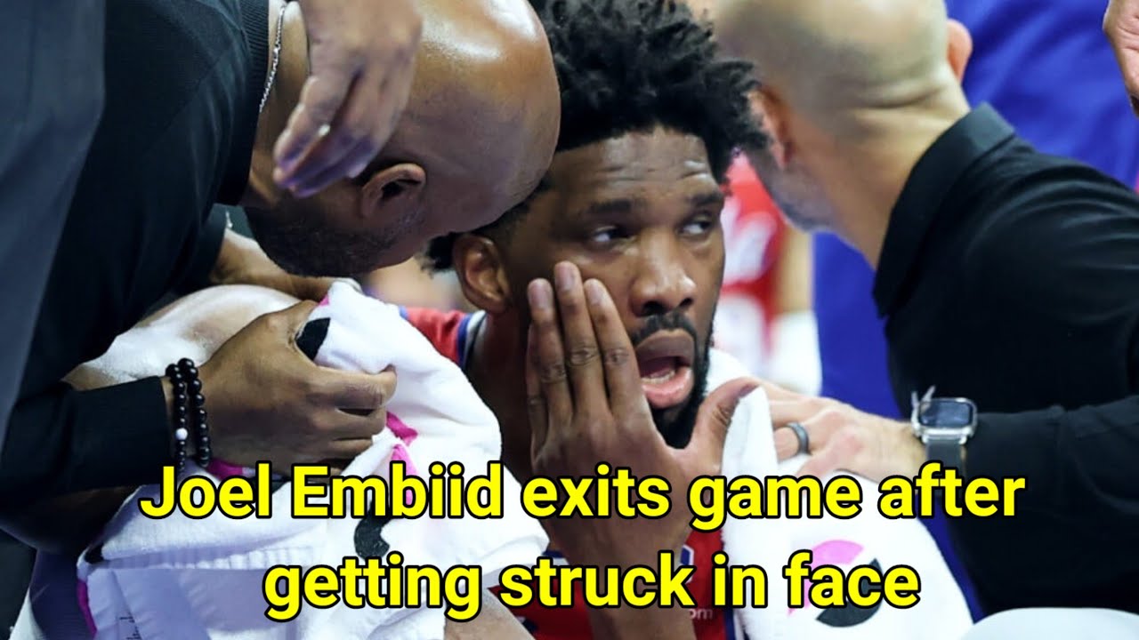Joel Embiid getting struck in face | Joel embiid injury video - YouTube