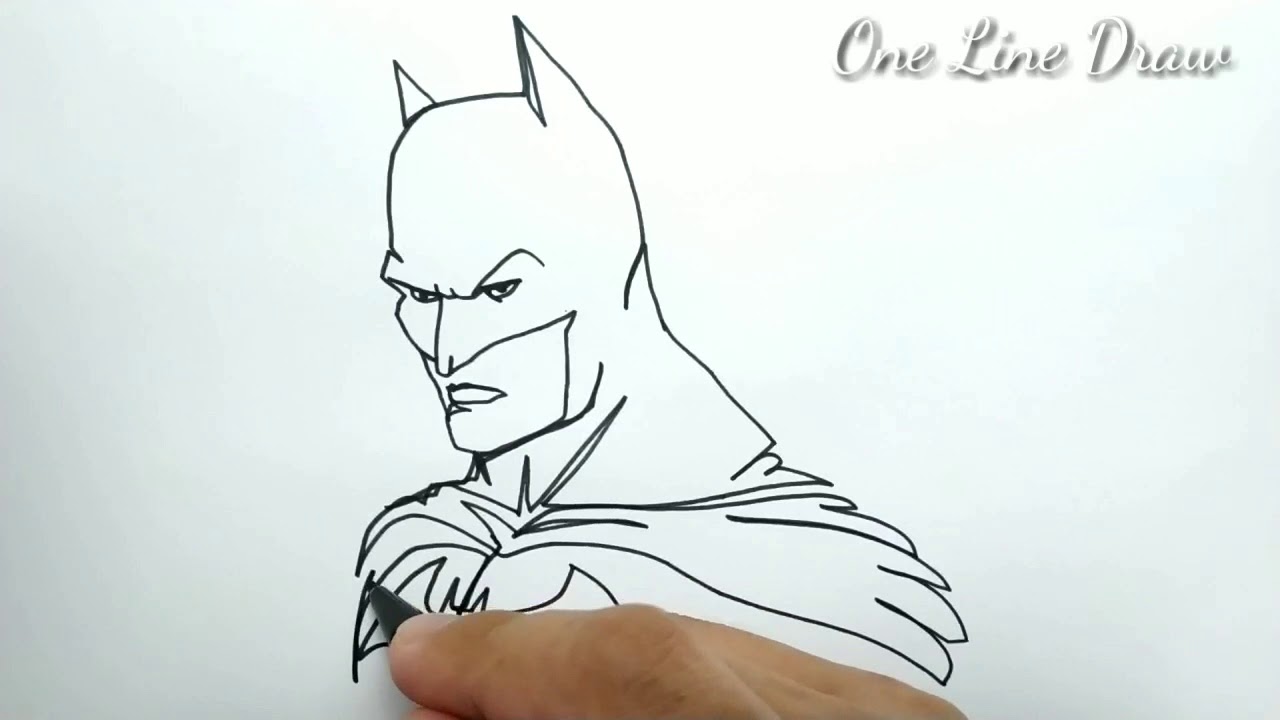 VERY EASY , one line drawing batman / drawing by one line / how to draw ...