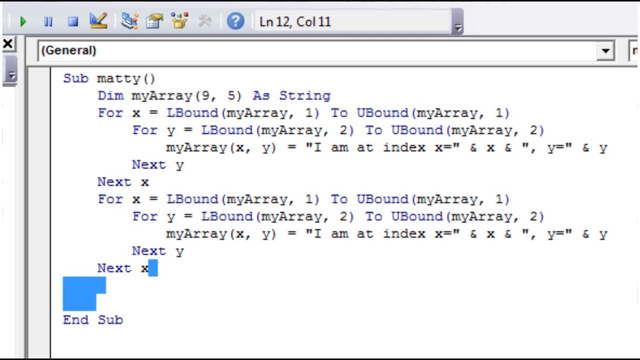 Excel 2010 Vba Tutorial 24 Looping Through A Multi Dimensional Array