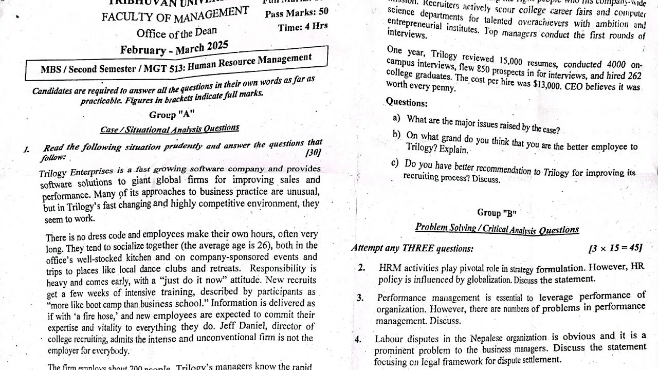 Mbs 2nd semester human resource management question paper - YouTube