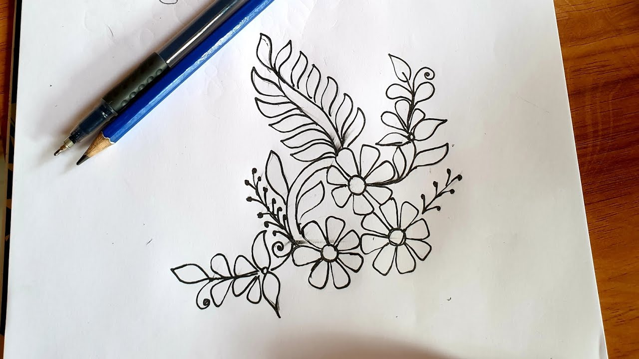 Chikankari dress drawing, hand stiching design,hand embroidery design ...