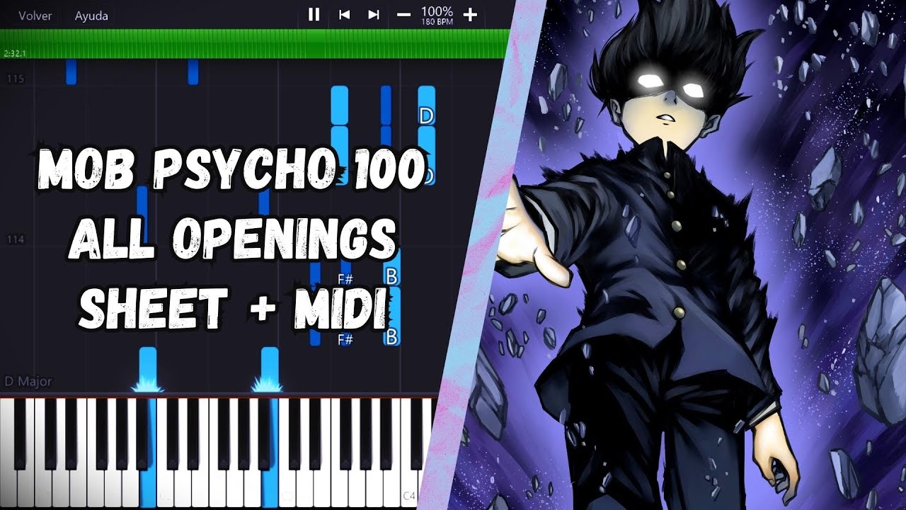 Mob Psycho 100 All Openings PIANO TUTORIAL SHEET + MIDI - YouTube