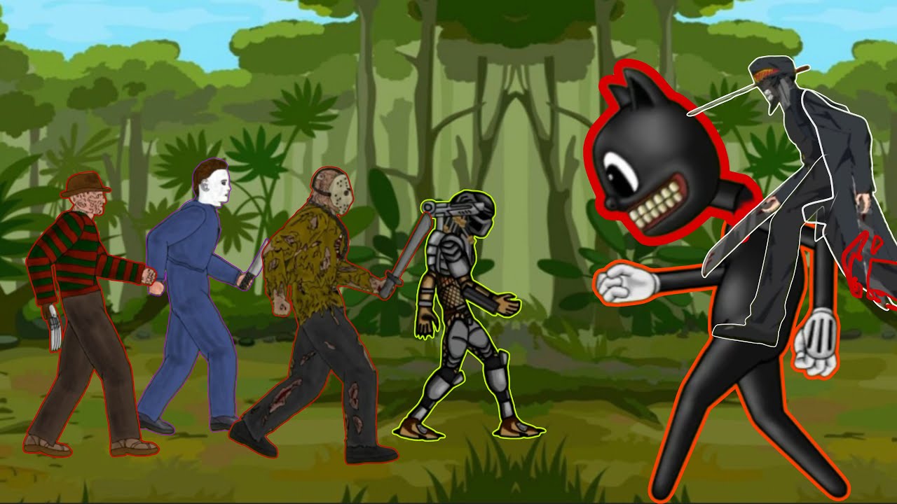 Cartoon Cat vs Katana Man, Predator, Freddy Krueger, Michael Myers ...