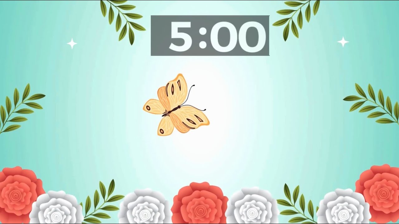 Nature's Tranquil Dance: 5-Minute Butterfly and Flower Countdown Timer ...