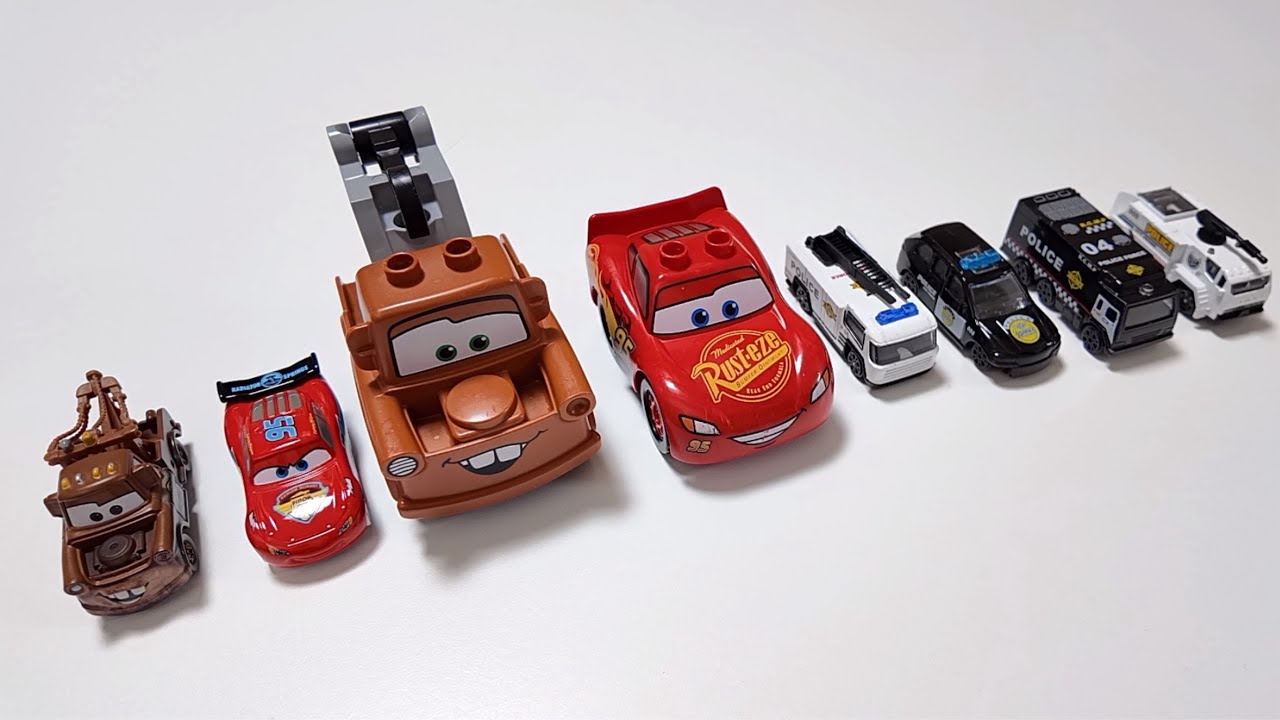 lego tomica Lightning McQueen Tow Mater police car, truck, car friends ...