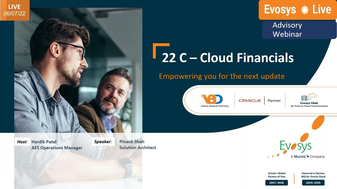 Evosys Live Advisory Webinar Series: Finance 22C Upgrade - YouTube