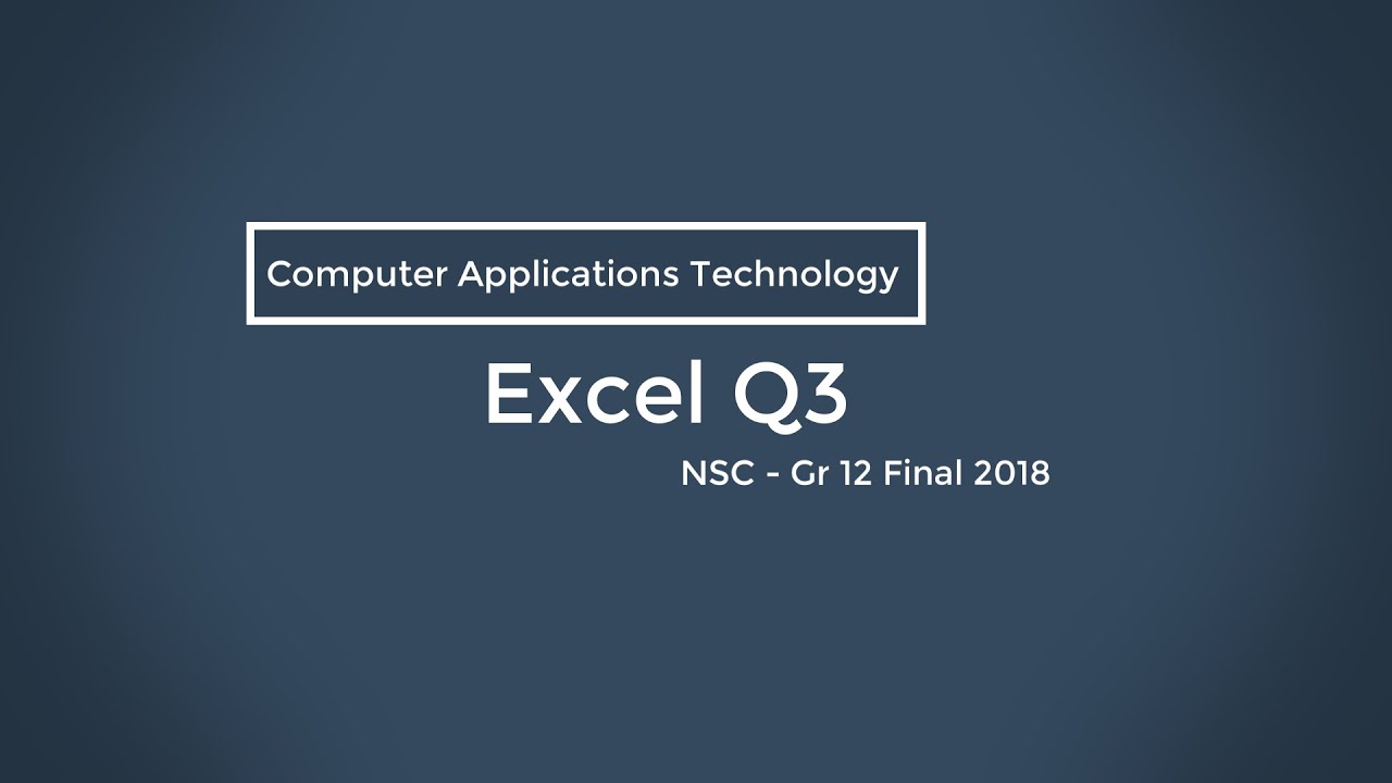 NSC CAT Nov 2018 - Q3 Excel - YouTube