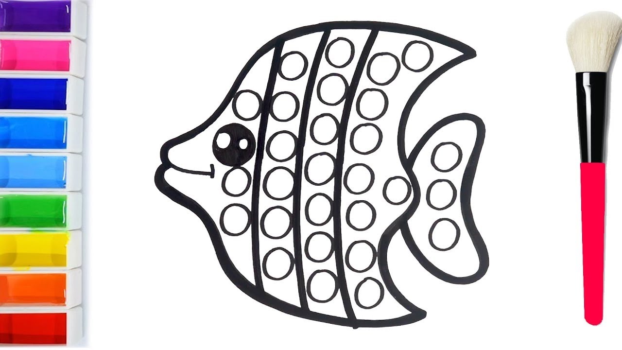 POP IT Fish drawing, painting and colouring for kids, toodles ideas for ...