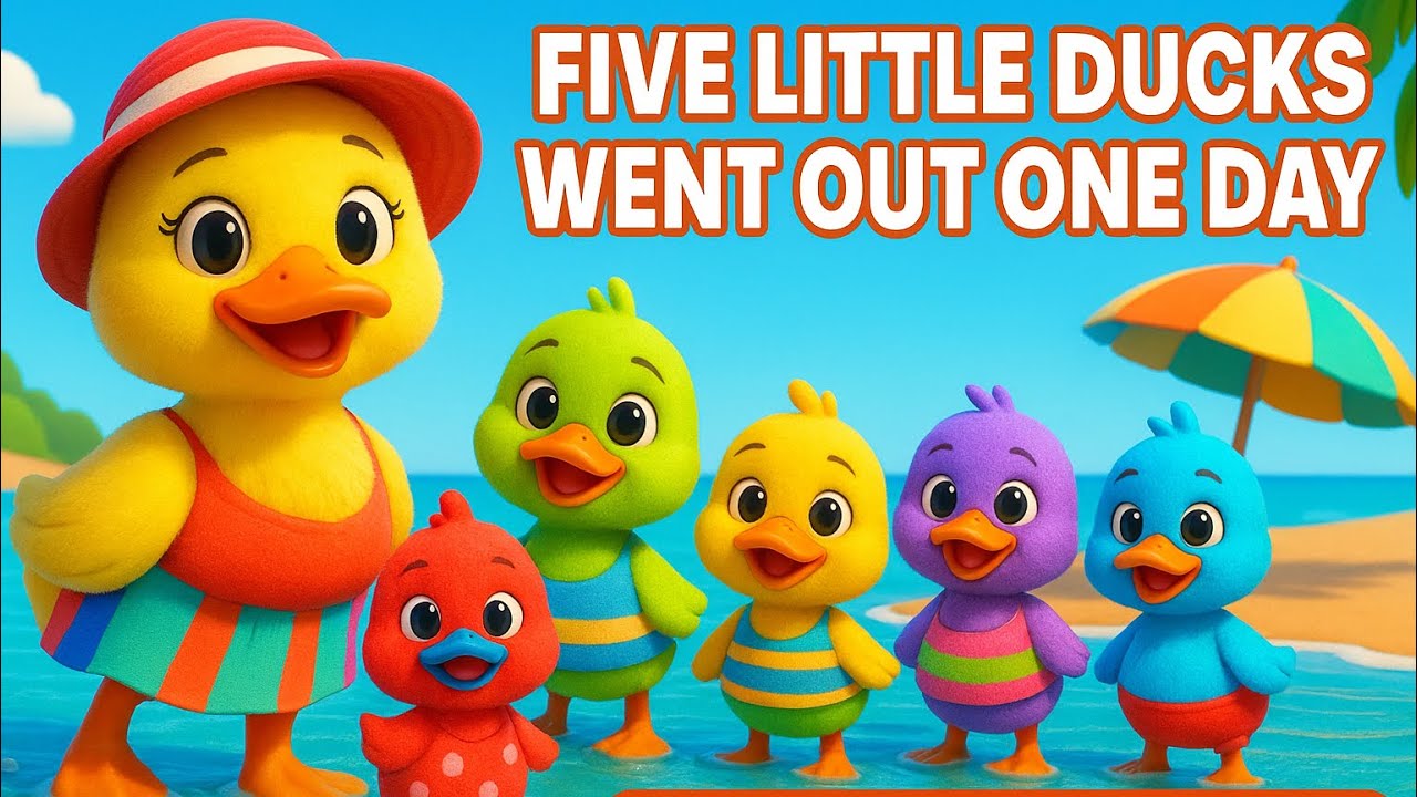 🐥 Five Little Ducks Went Out One Day | BabyBubbles Rhymes | Kids Song ...