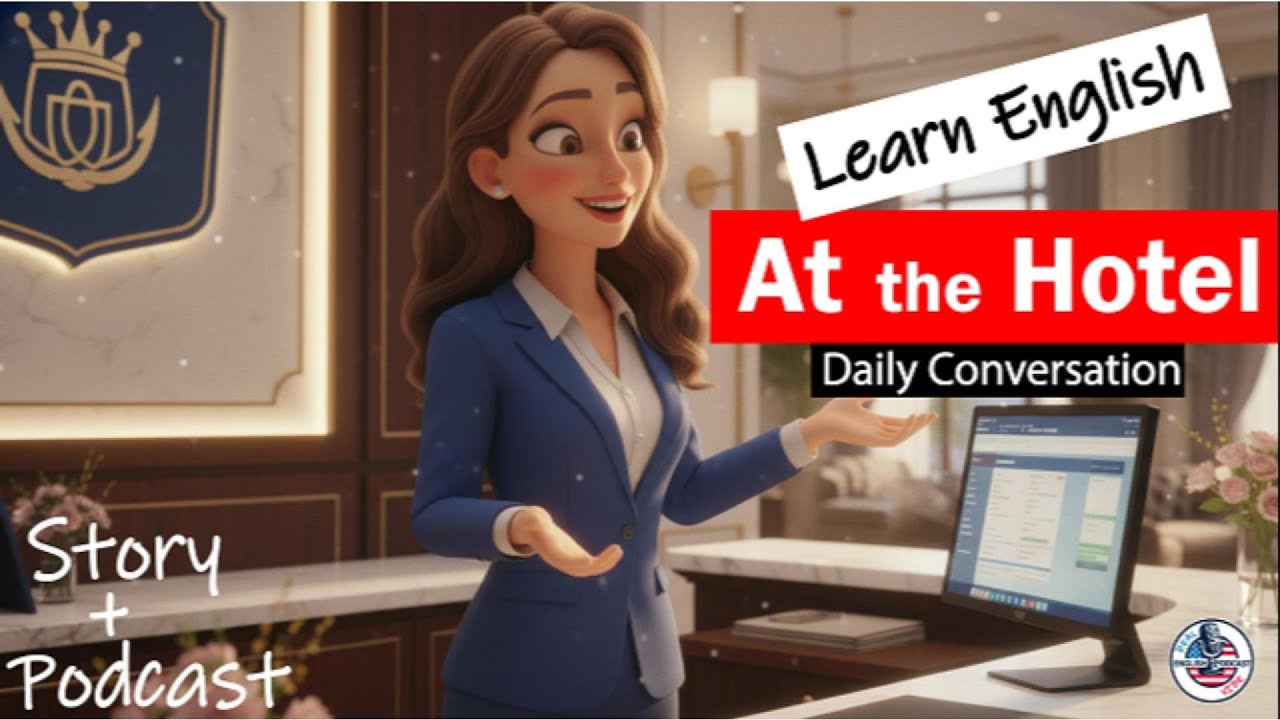 Daily Conversation at The Hotel in English | Easy Slow Travel English ...