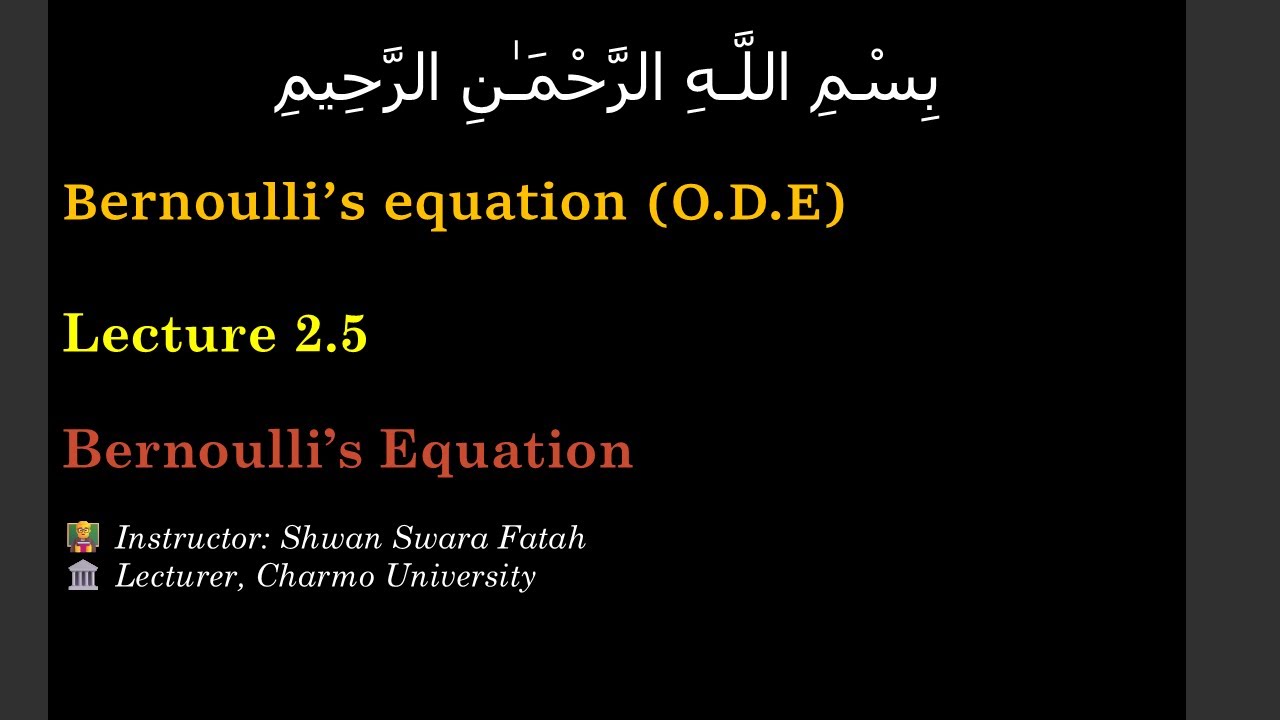 Bernoulli's equation ODE Chapter 2.5 - YouTube