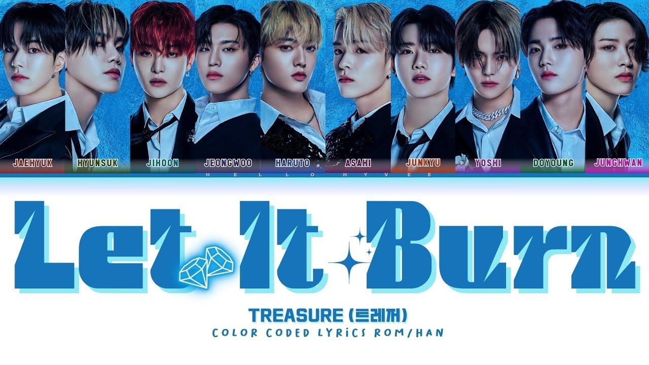 TREASURE' 'LET IT BURN' LYRICS (트레저 'LET IT BURN' 가사) COLOR CODED ...