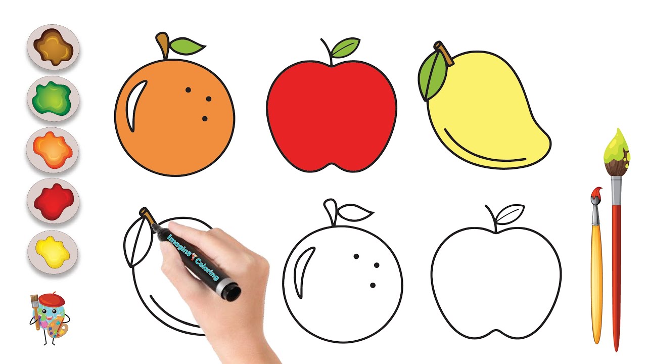 Mango, Apple & Orange! The Ultimate Fruity Coloring Fun - YouTube